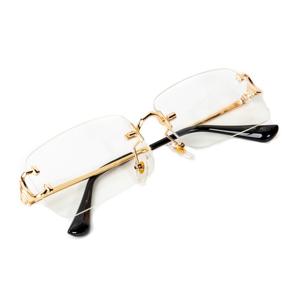 Accessories | Mens Vintage Gold Frame Clear Lens Retro Rectangular ...